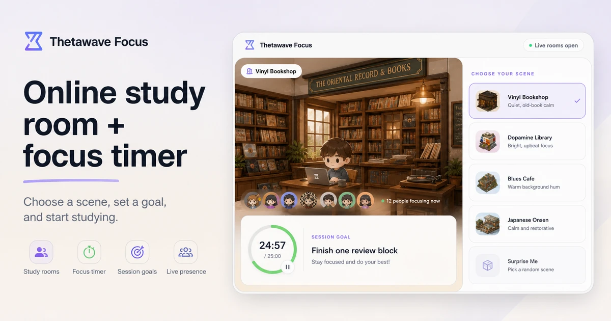 Online Study Room: Focus Timer for Studying | Thetawave